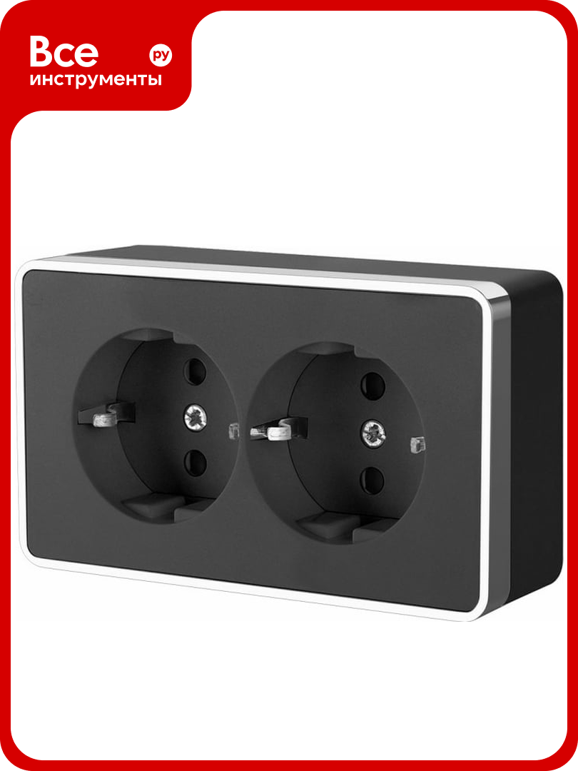 Двойная розетка с заземлением Werkel W5072135 Gallant черный хром a050977, для комфортного использования