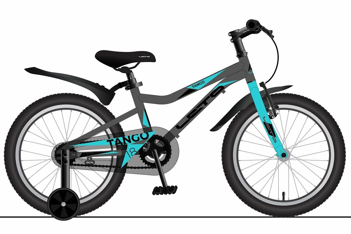 Велосипед LETO TANGO 18", сталь, односкоростной, с боковыми колёсами