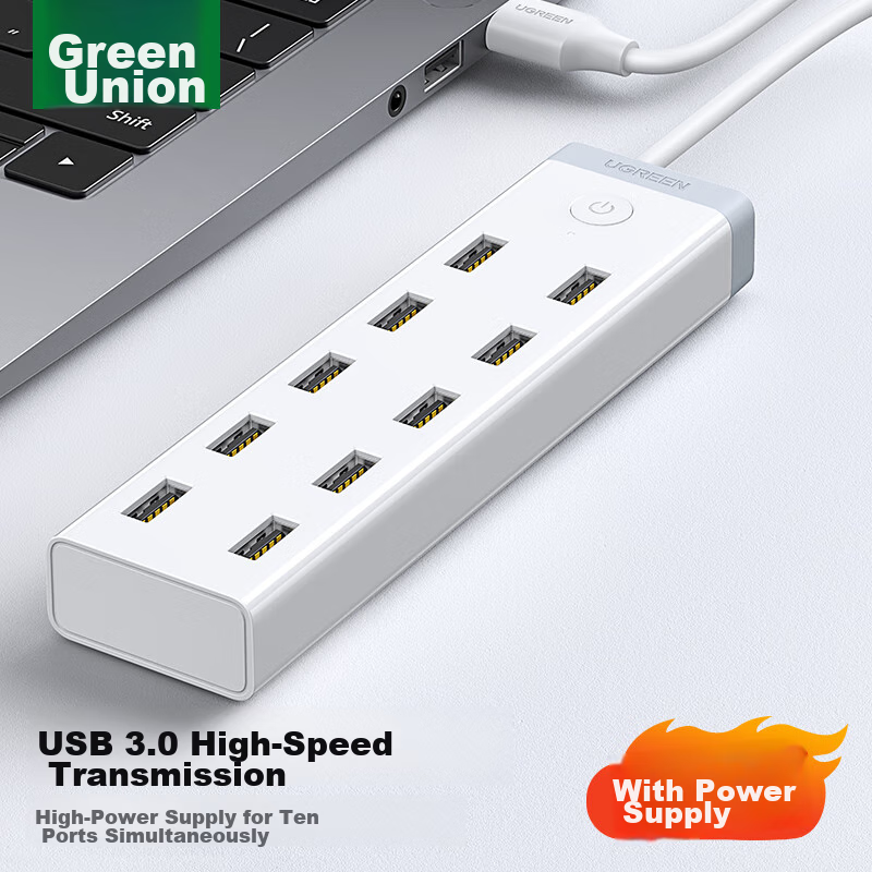 Lulian USB 3.0 Hub, High-Speed Expansion 10-Port Hub,1-To Converter with Power Port, 1.5 Meters