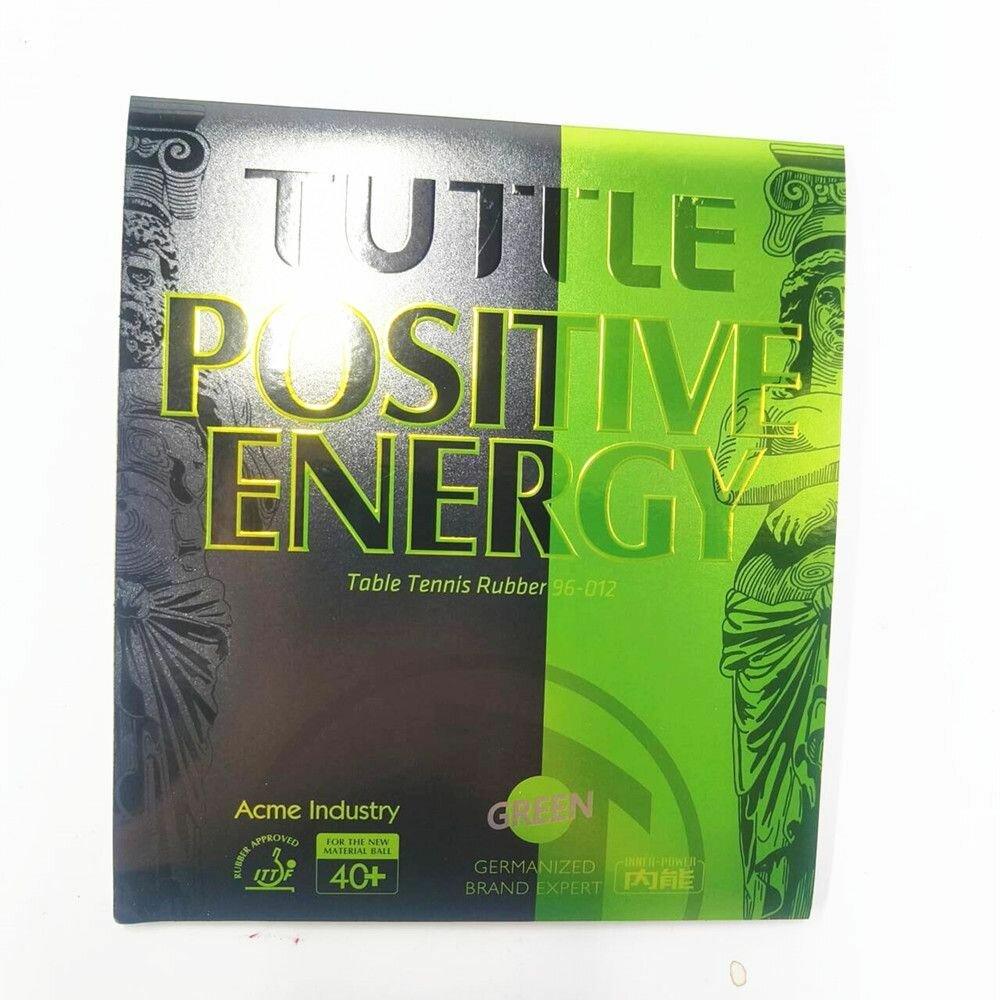 Зеленый Цветная накладка на ракетки настольного тенниса, Tuttle Positive Energy, одобрена ITTF