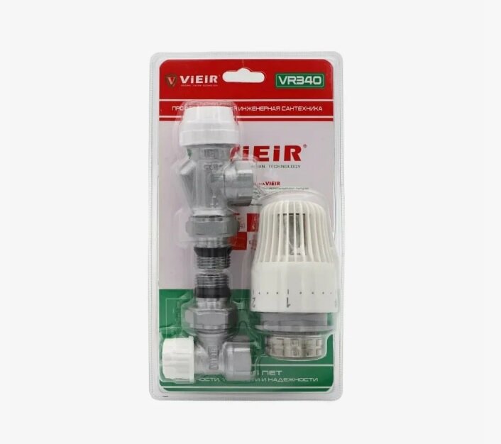 Комплект терморегулирующий осевой для радиатора 1/2" НР/ВР, ViEiR VR340
