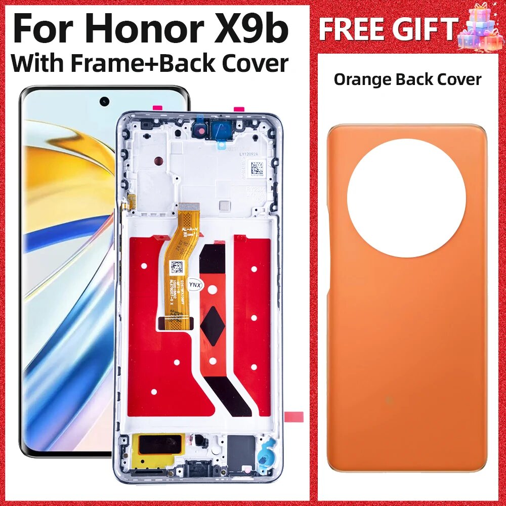 AMOLED-экран для HUAWEI HONOR X9b, ЖК-дисплей, дигитайзер сенсорного экрана, полная сборка с заменой рамки ALI-NX1 для X9b Orange Kit