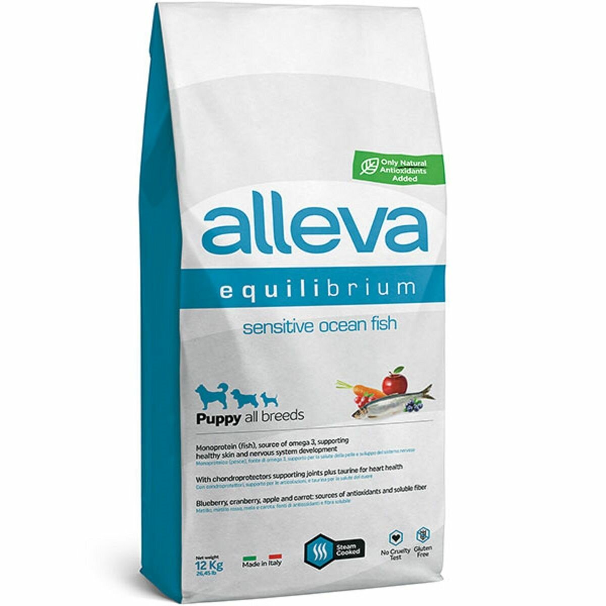 ALLEVA EQUILIBRIUM Корм для щенков всех пород Сенситив с океанической рыбой 12 кг