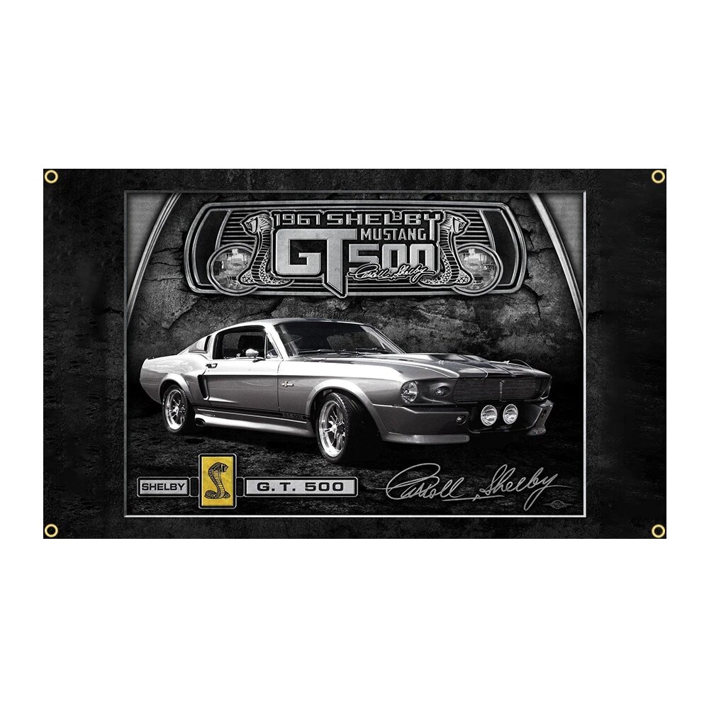 Ретро американский мышечный гоночный автомобиль флаг из полиэстера 120 x 180cm, 4 holes in 4 corners