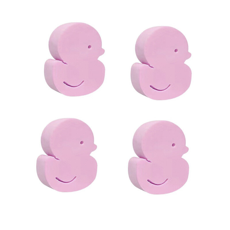 Скраб-губка для ванны с рисунком уточки в розовом цвете, мягкая нескользящая текстура для купания малыша