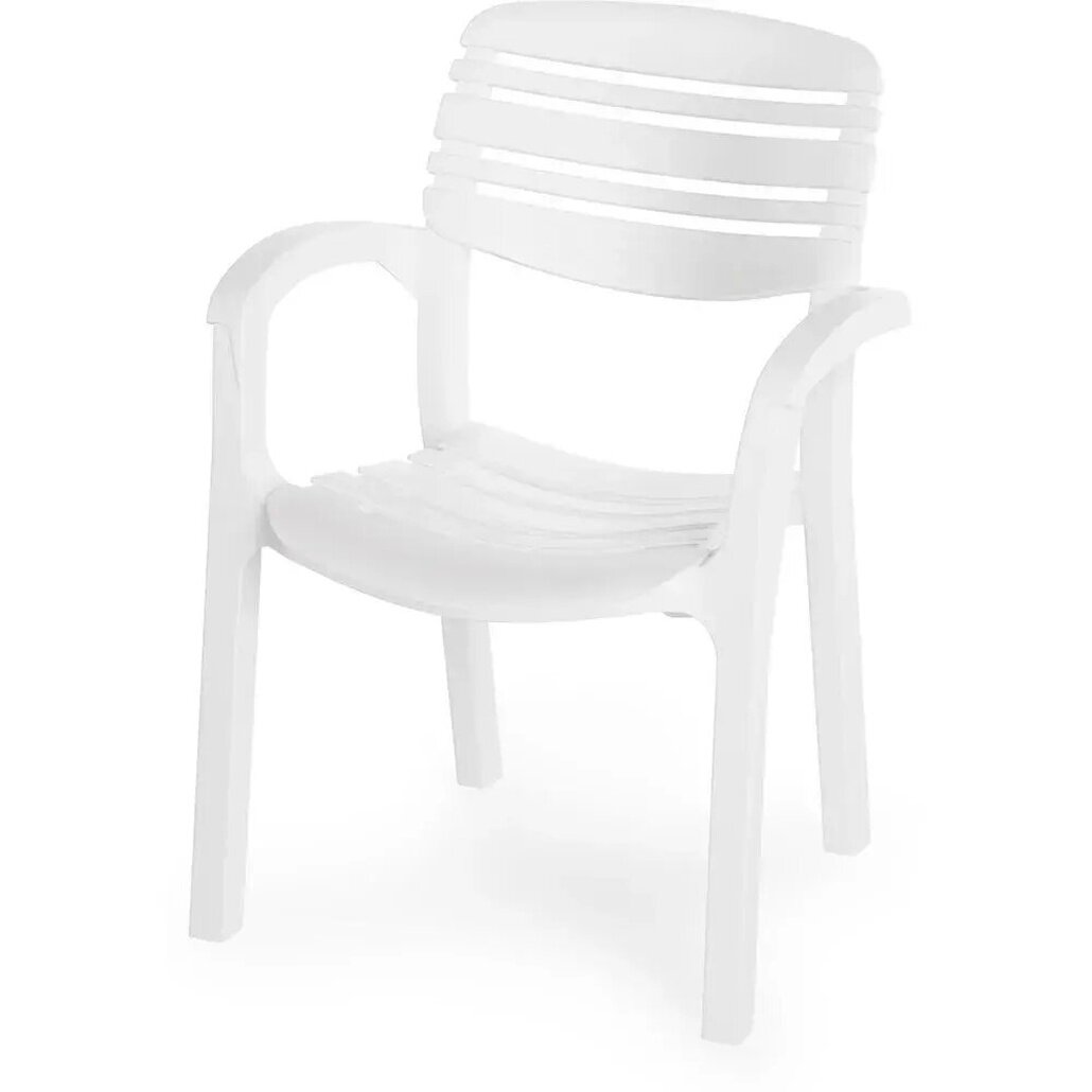 Кресло садовое «Атлант» пластиковое, белый, рифлёное сиденье, эргономичная спинка
