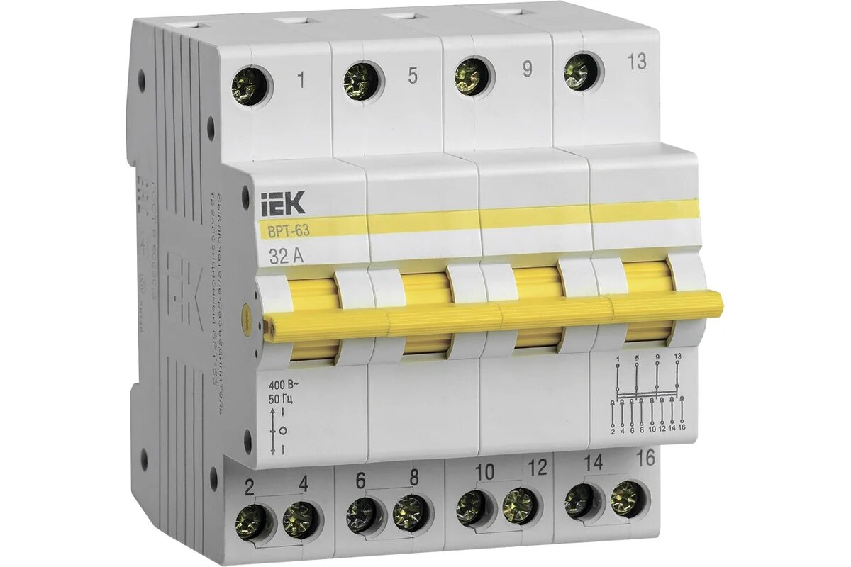 IEK Выключатель-разъединитель трехпозиционный ВРТ-63 4P 32A MPR10-4-032 для щитов