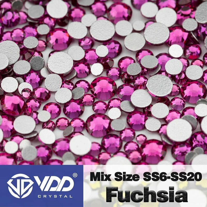 Стразы VDD Fuchsia, стекло, SS6-SS20, розовый