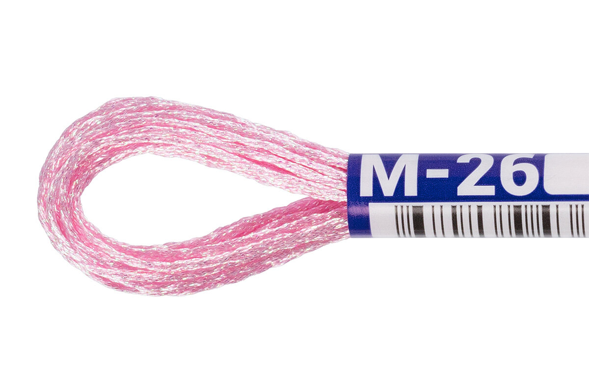 Мулине Gamma NM металлик, нитки для вышивания 8 м, M-26 нежно-розовый, 1 штука, 100% полиэстер
