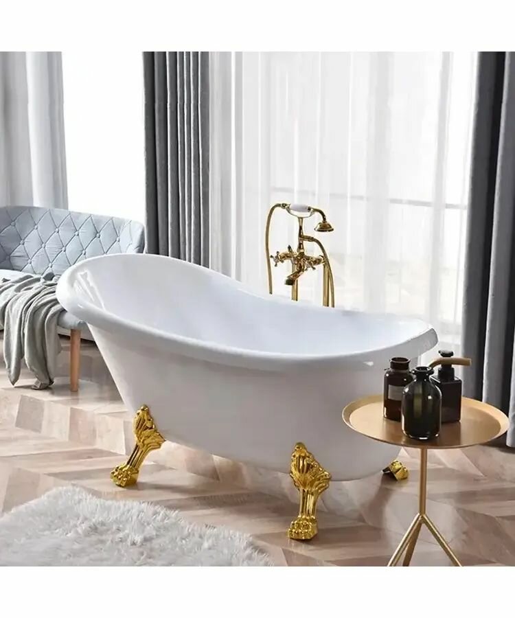 Ванна Ceruttispa Orana 150G (1570x770x740) на львиных лапах (золото)