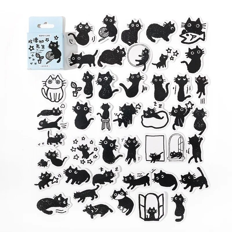 Наклейки кошки Black Cat-45PCS, черные