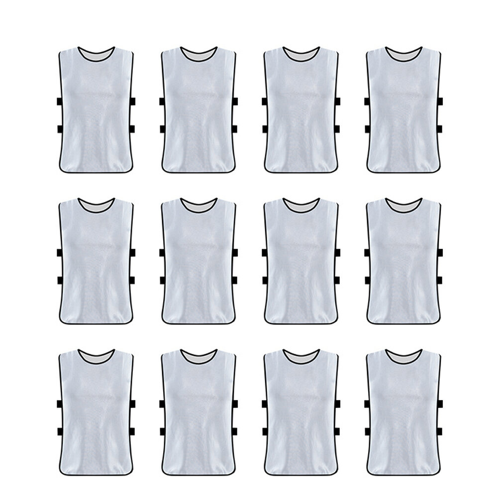 12 шт. спортивных жилетов для активного отдыха, тренировочных футбольных матчей, дышащие, белые, для взрослых.