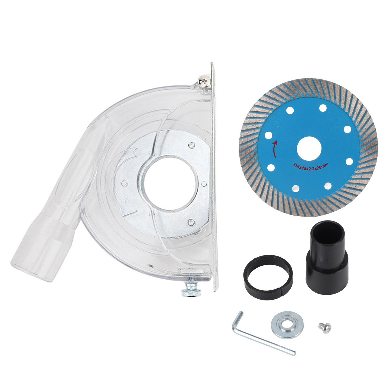 Защитный кожух для шлифовальной машины, пылесборник B-110A, защитный кожух для шлифовальной машины + 114 дисков, крепежные элементы.