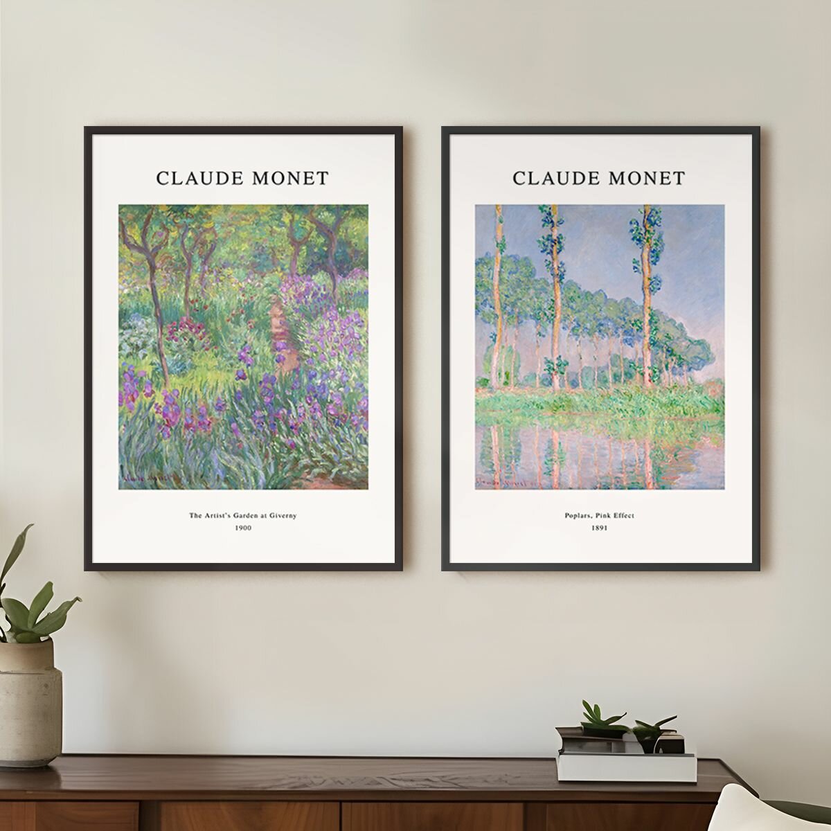 Постер 2 шт 50х70 без рамки "Пара репродукции Моне" набор картин для интерьера