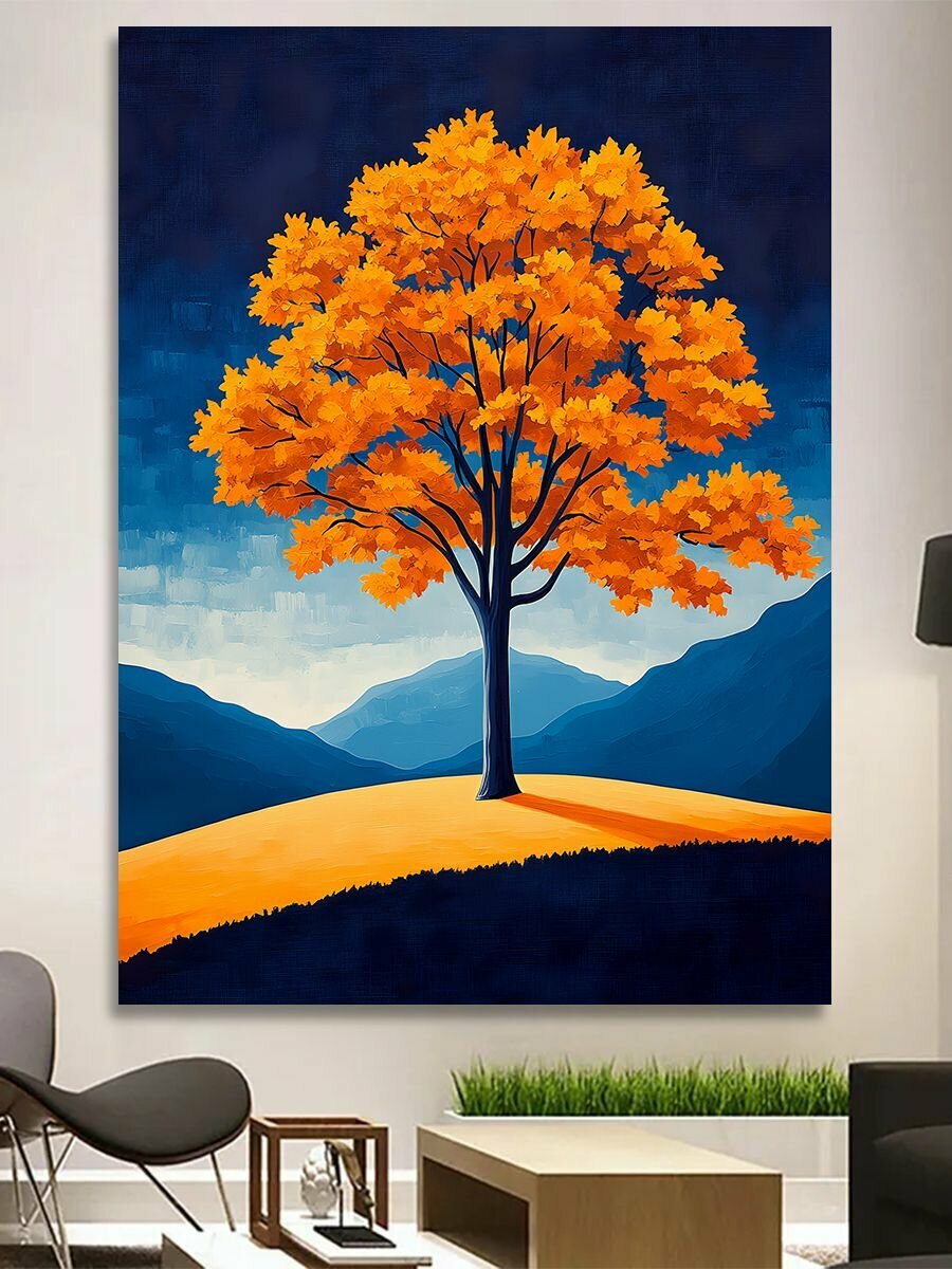 Картина / дерево, картина на холсте, пейзаж, 50х70 см.