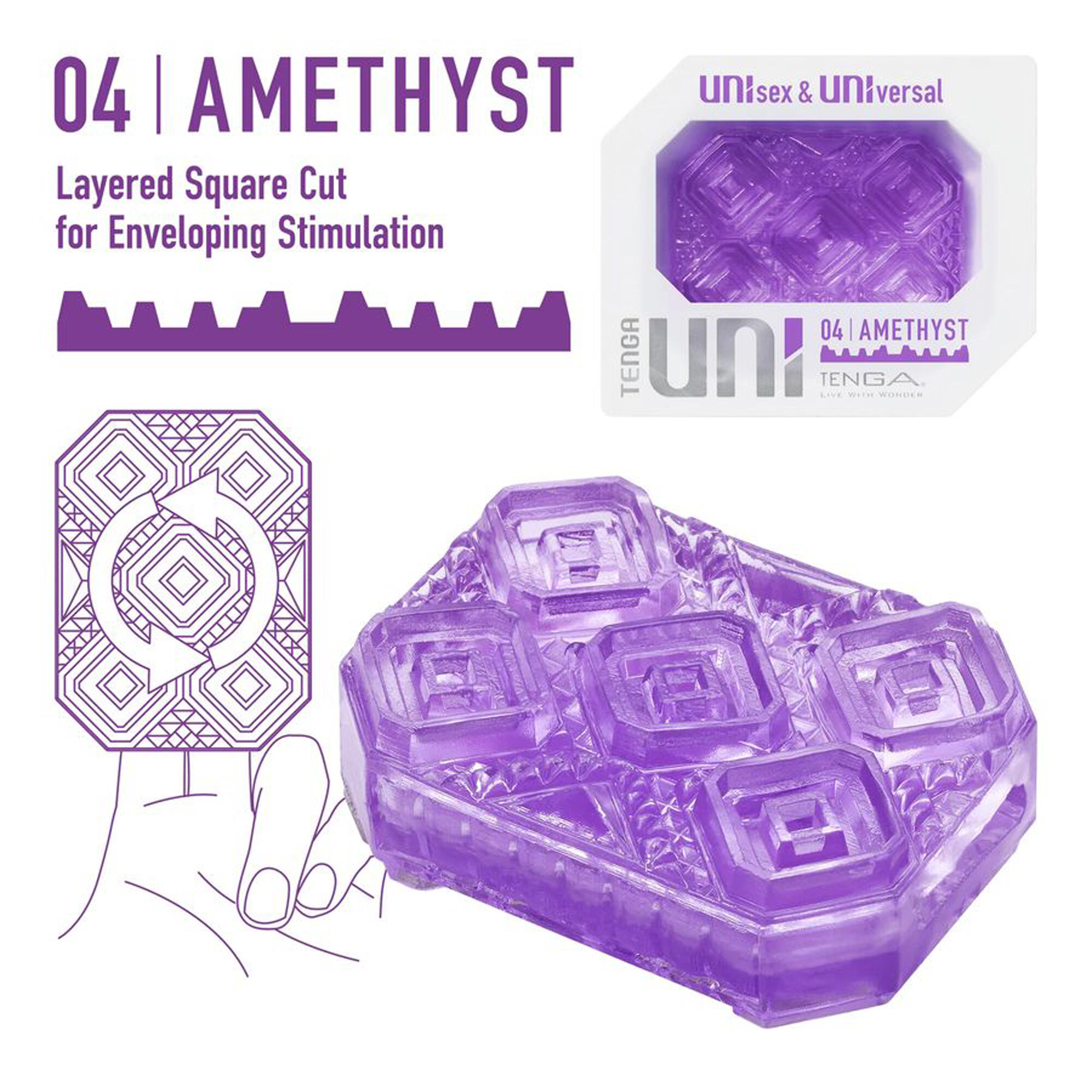Мастурбатор/насадка на палец 2 в 1 Tenga Uni Amethyst / UNI-004