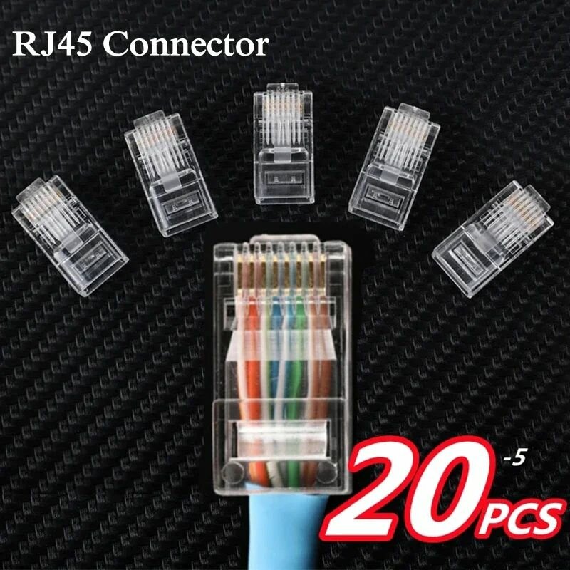 Разъем CAT5e RJ45, модульный кабель Ethernet 8P8C, концы RJ45, обжимные разъемы для кабеля Ethernet, сетевой штекер UTP