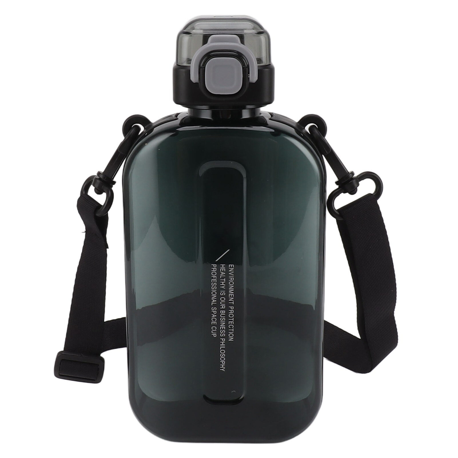Плоская бутылка с водой 750 мл стройного ПК утечка силиконового утечки с бутылкой для питья с плоским ремнем для спортивных занятий на открытом воздухе черное