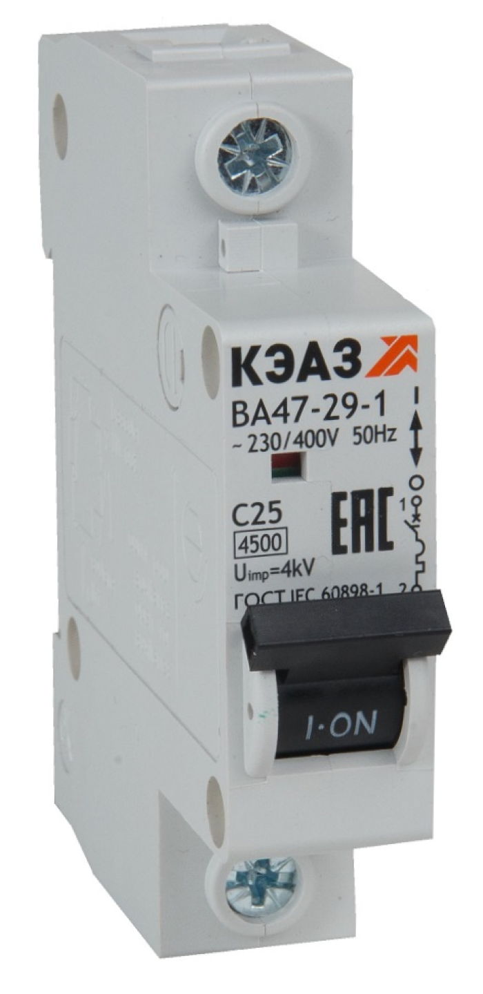 Автоматический выключатель КЭАЗ ВА47-29-1D16-УХЛ3 (4.5кА) характеристика D, 318211 / электроавтомат