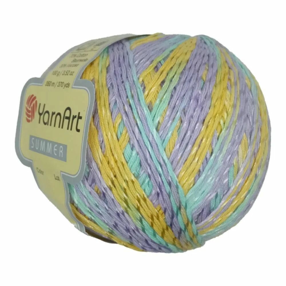 Пряжа для вязания YarnArt - Summer желтый сиреневый бирюзовый 100 гр/350 м 70% хлопок, 30% вискоза