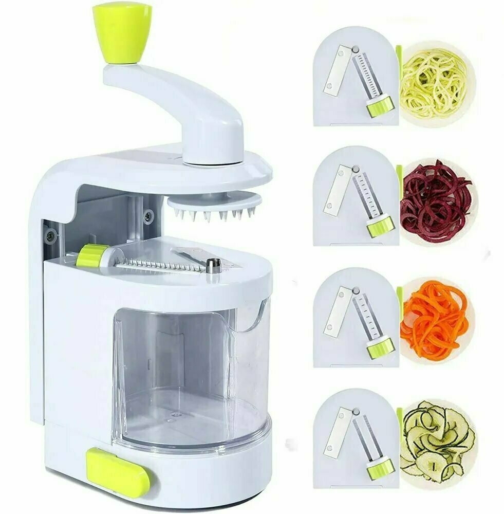 Спиралайзер, механическая спиральная овощерезка для нарезки овощей, фруктов, корейской моркови. Ручная терка-спирализатор, мультислайсер-спиралерезка с контейнером.