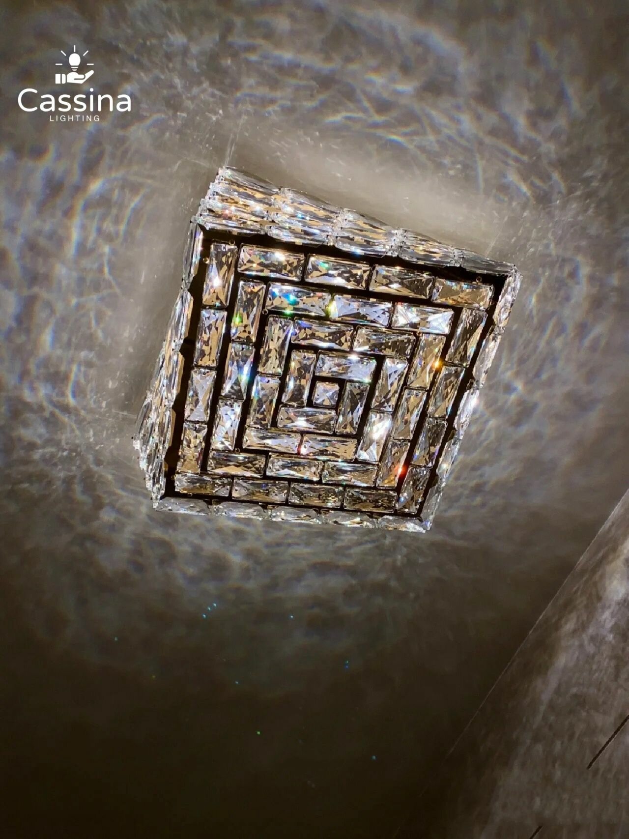 Люстра хрустальная потолочная, Гостиная Спальня Потолочный Cassina SD01-1 /K9 кристалл Итальянская атмосфера легкой роскоши/С дистанционным управлением, плавная регулировка яркости 18 Вт.