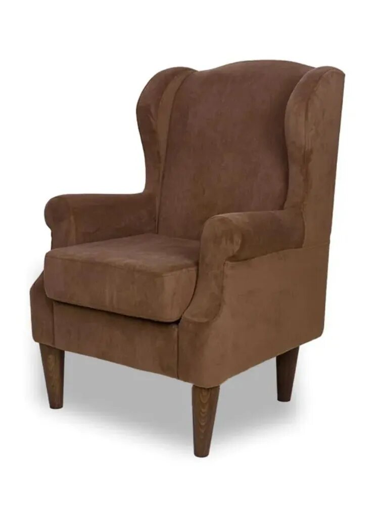 Кресло люкс 72х72х102 см, мягкое, нераскладное, коричневый велюр