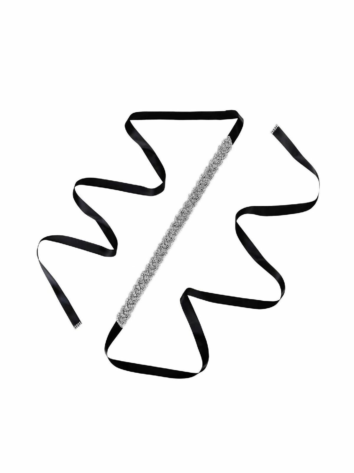 Элегантный пояс из сатина, роскошный свадебный пояс с камнями, Черный