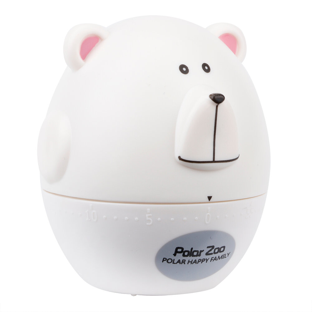Портативный милый мультяшный зверь в форме медведя, кухонный механический таймер, сигнализация, белый