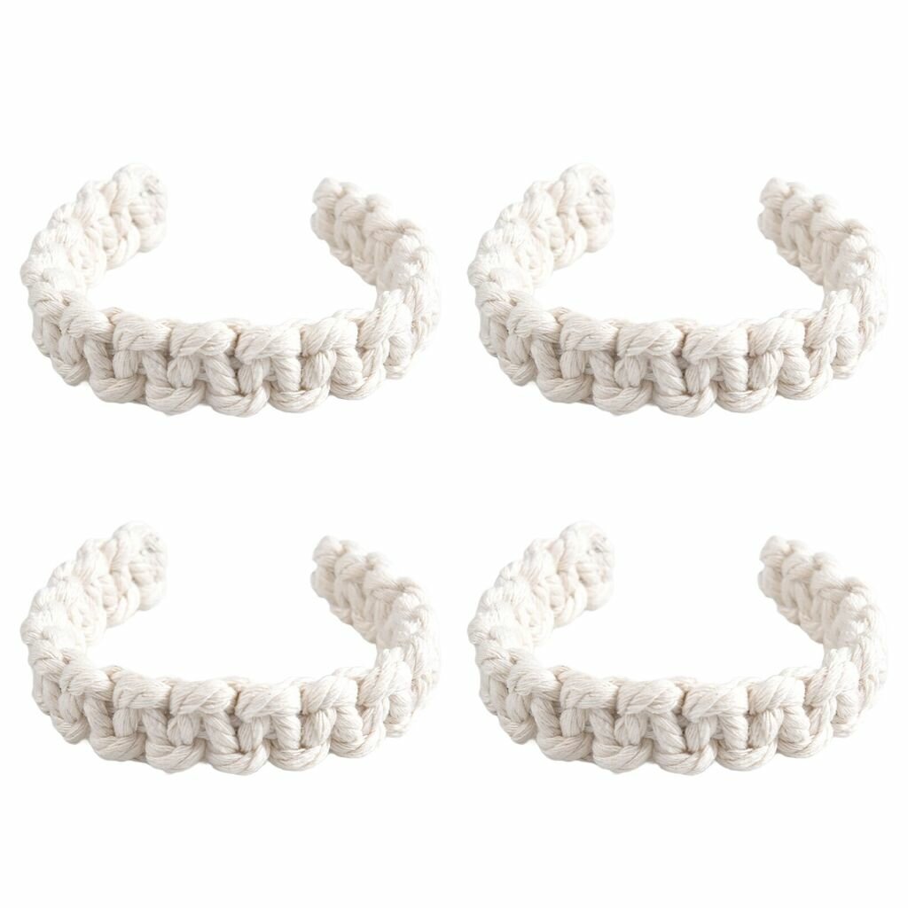 4 штуки ремней для штор из пеньковой веревки в скандинавском стиле-темно-белые