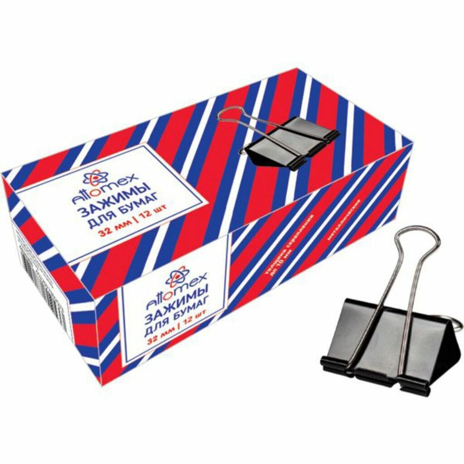 Зажим д бум. мет. черн. Attomex 32мм, 12шт/уп.