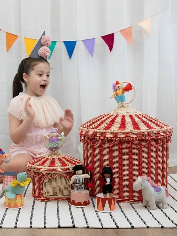 Детский игровой домик из ротанга переносная корзина для хранения с крышкой, большой размер 37*37CM