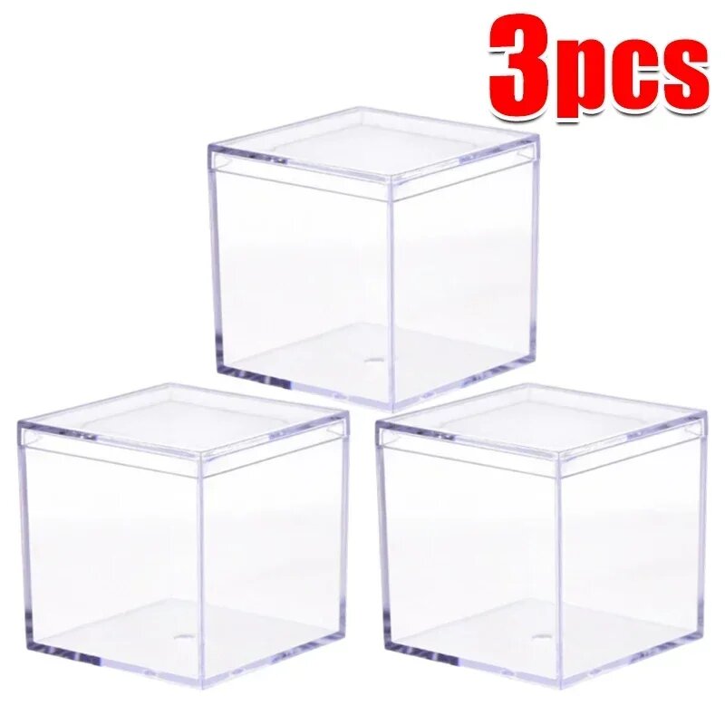 Прозрачные пластиковые квадратные коробки 5,5х5,5х5,5 см, 1-12 шт MMJYSLIM