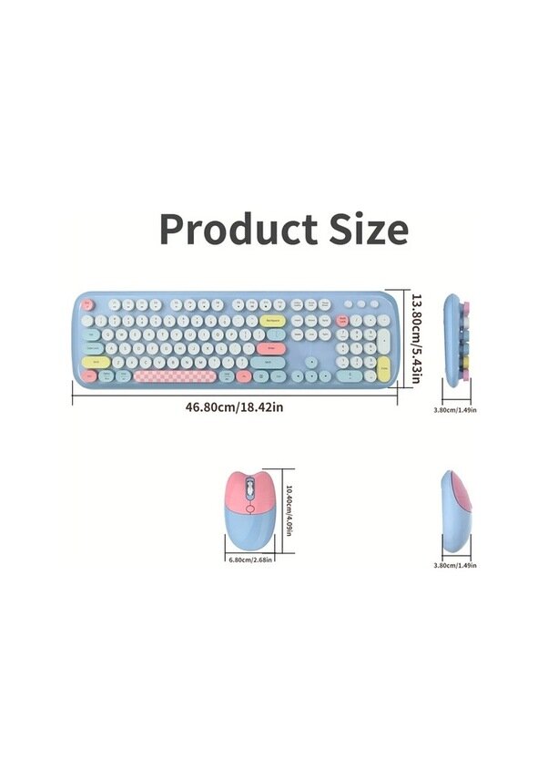 Беспроводная клавиатура и мышь Zero 104-клавишная, полноразмерная офисная клавиатура в стиле ретро, зеленая микс, красивая цветная пишущая машинка