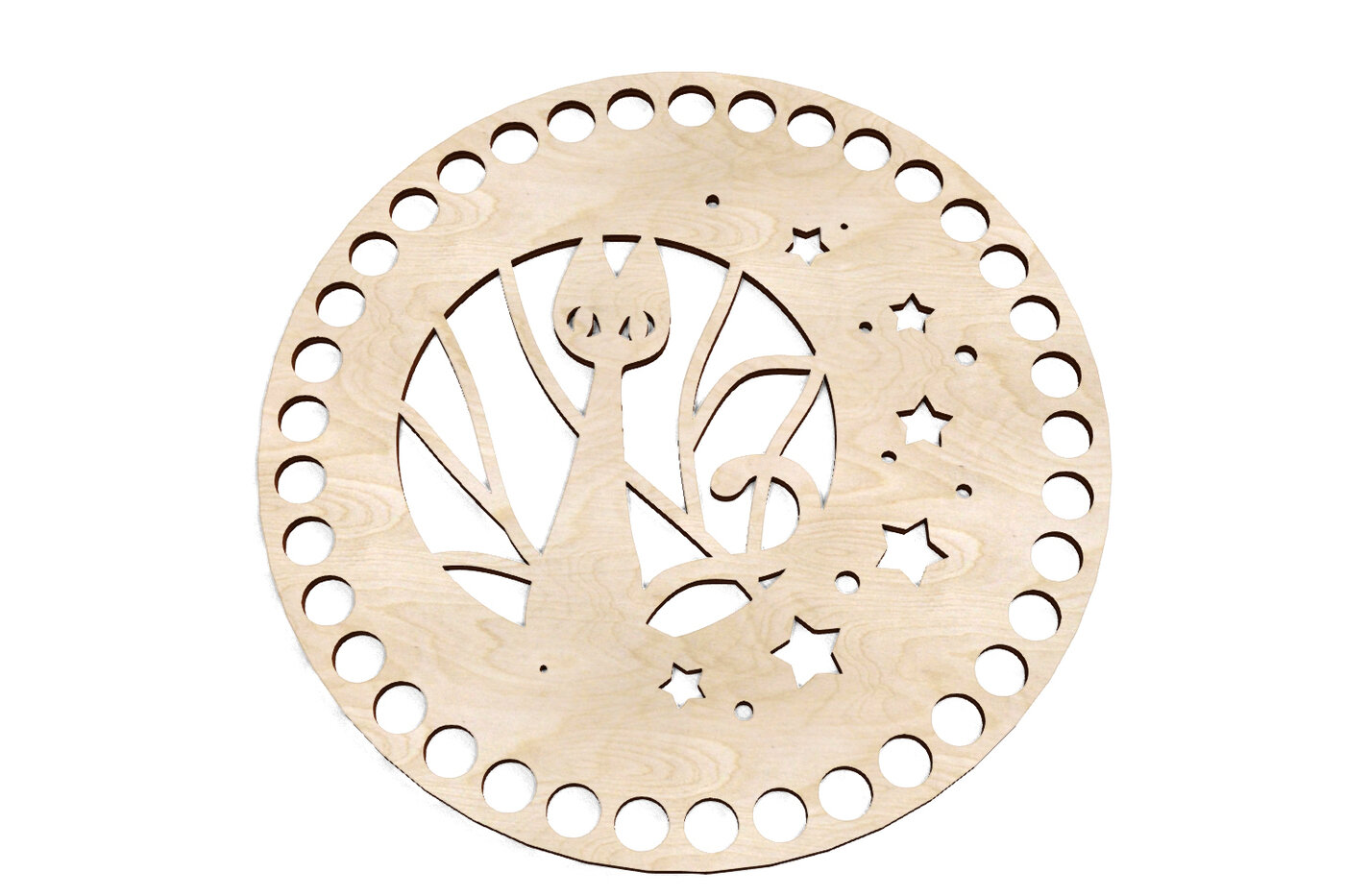 Донышко для вязания круг 15 см узор Кошка (мегасупер)