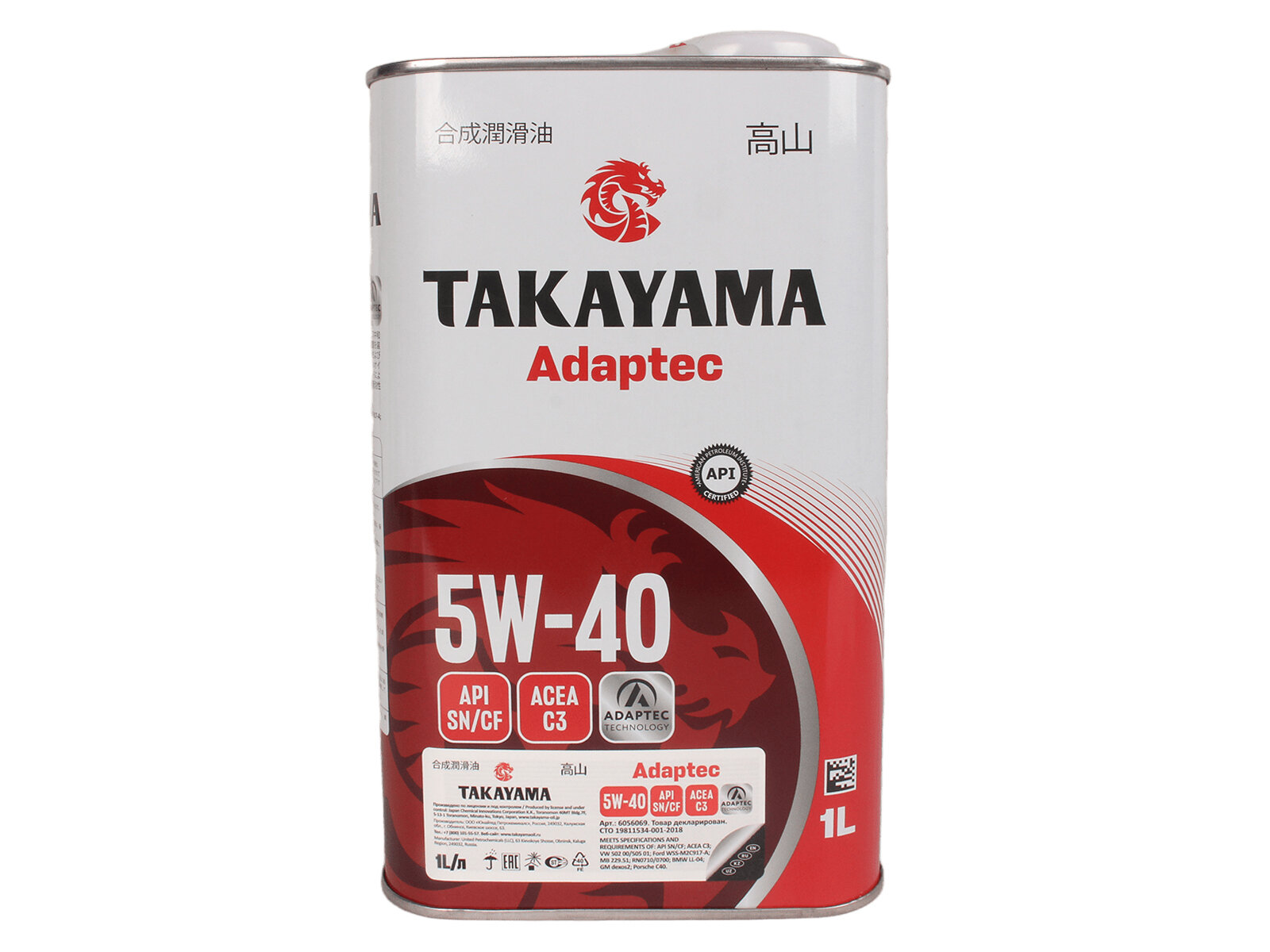 Масло моторное TAKAYAMA ADAPTEC 5W40 C3 1л