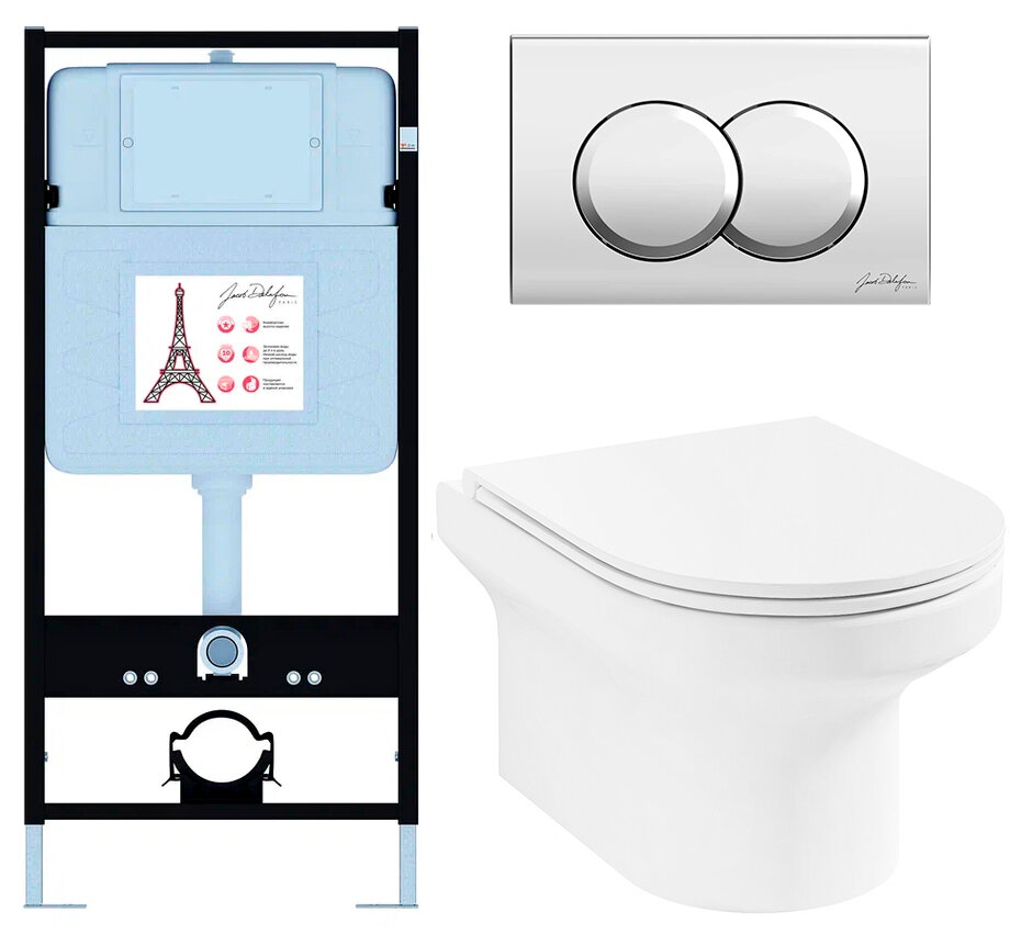 Комплект унитаз с инсталляцией микролифт Jacob Delafon Elite E21743RU-CP безободковый