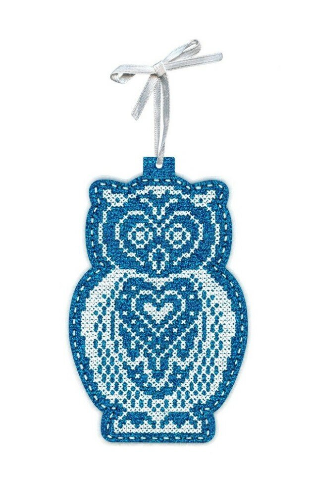 Набор для вышивания Жар-Птица #Т-1087 Новогодняя игрушка "Снежная сова", Счетный крест, 9 х 14 см