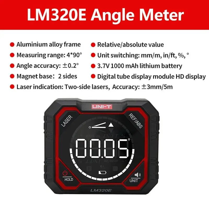 UNI-T LM320D/LM320E/LM320F Цифровой магнитный транспортир LM320E 2 Laser Lines