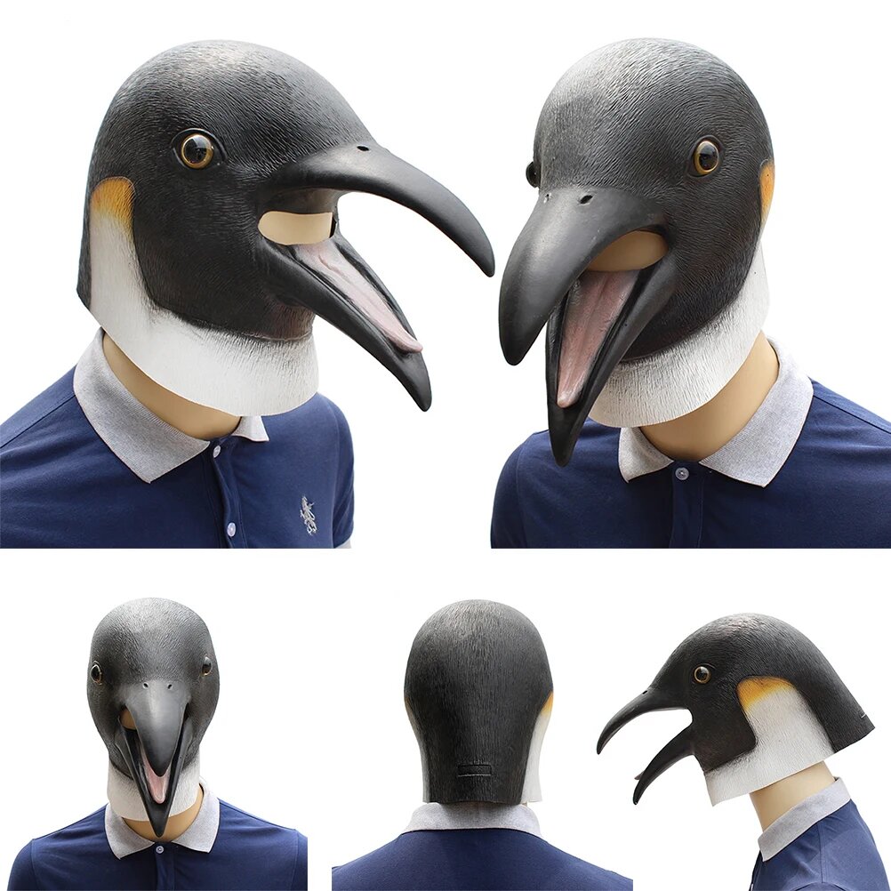 1 шт, маска пингвина, головной убор, эмульсия, костюм ужаса, украшения на Хэллоуин с животными, удобный ремешок, вентиляционное отверстие, танцевальное представление