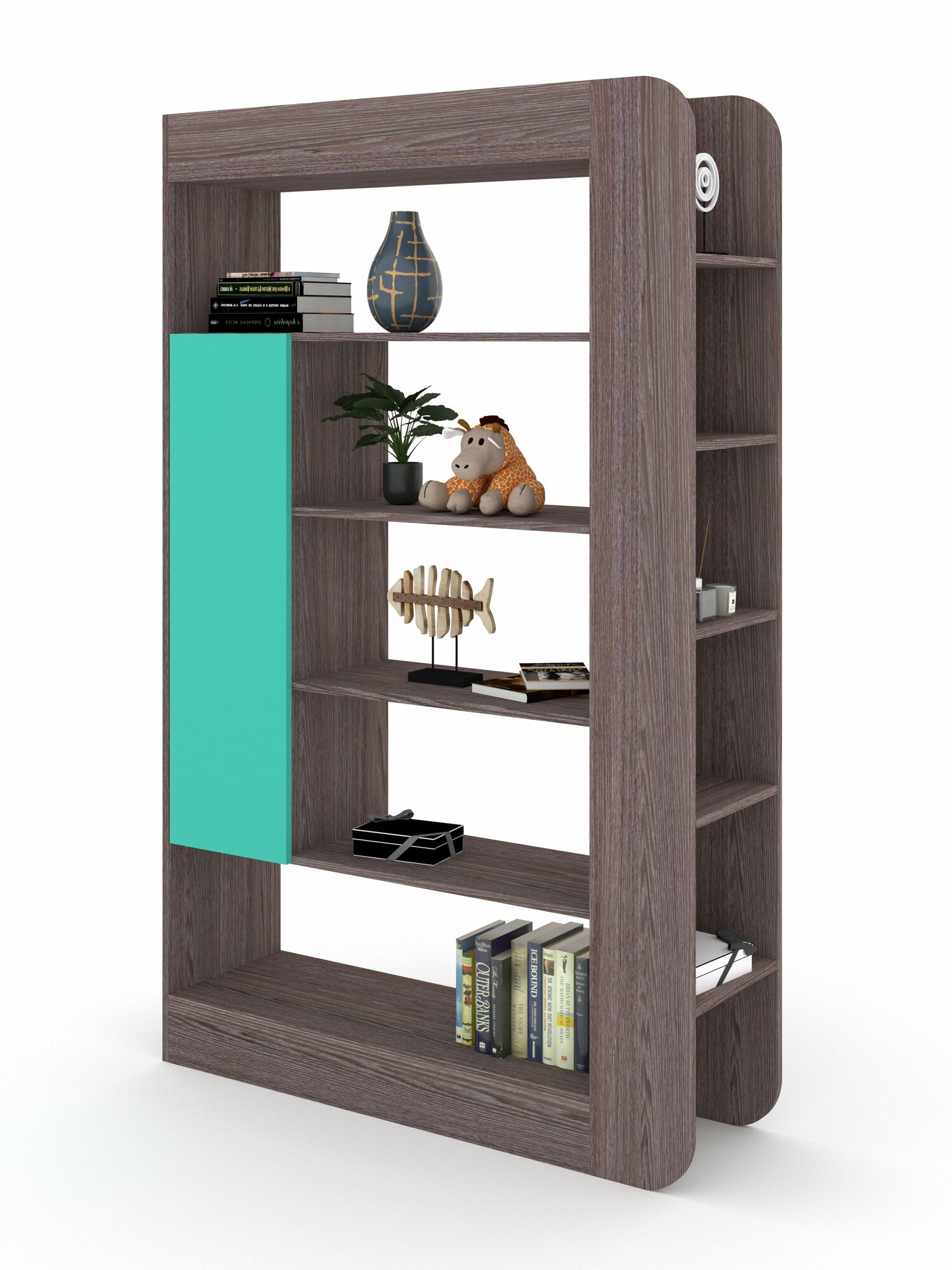 Есэндвич Альт Лаворо Стеллаж, перегородка для зонирования 120х190х35 см (Анкор тёмный/Аква)