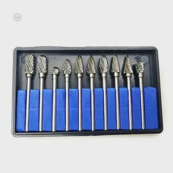 Твердосплавные борфрезы с алмазным напылением 6 мм, набор из 10 шарошек для гравера, дрели и шлифмашины, универсальные фрезы по металлу и алюминию, заточки и зенковки для точной обработки