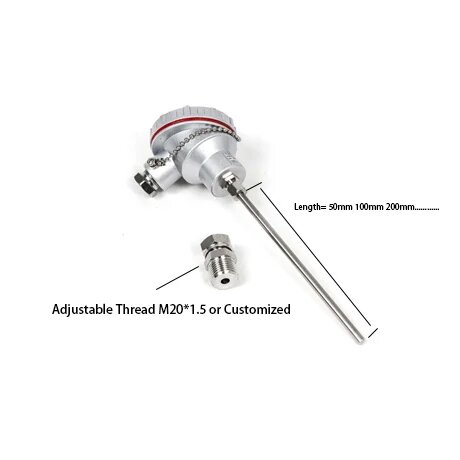 -50-500CC Датчик PT100 Резьба G1/2, диаметр зонда 300 мм, датчик температуры 6 мм