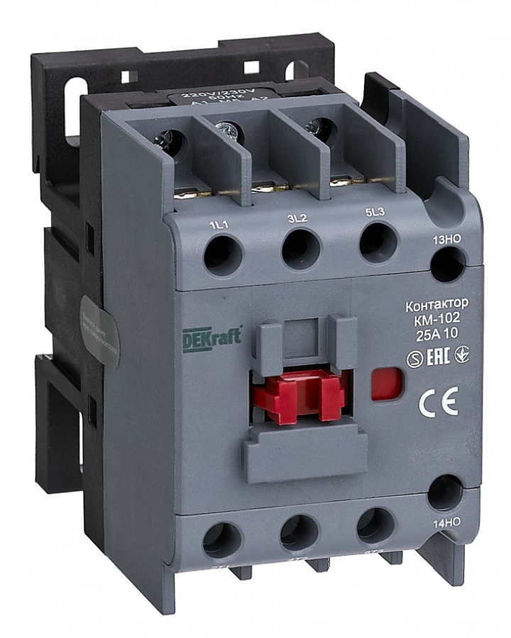 Контактор модульный DEKraft / Де Крафт КМ-102, 25A 230В АС3/АС4 1НО+1НЗ, 21922DEK / коммутационное оборудование