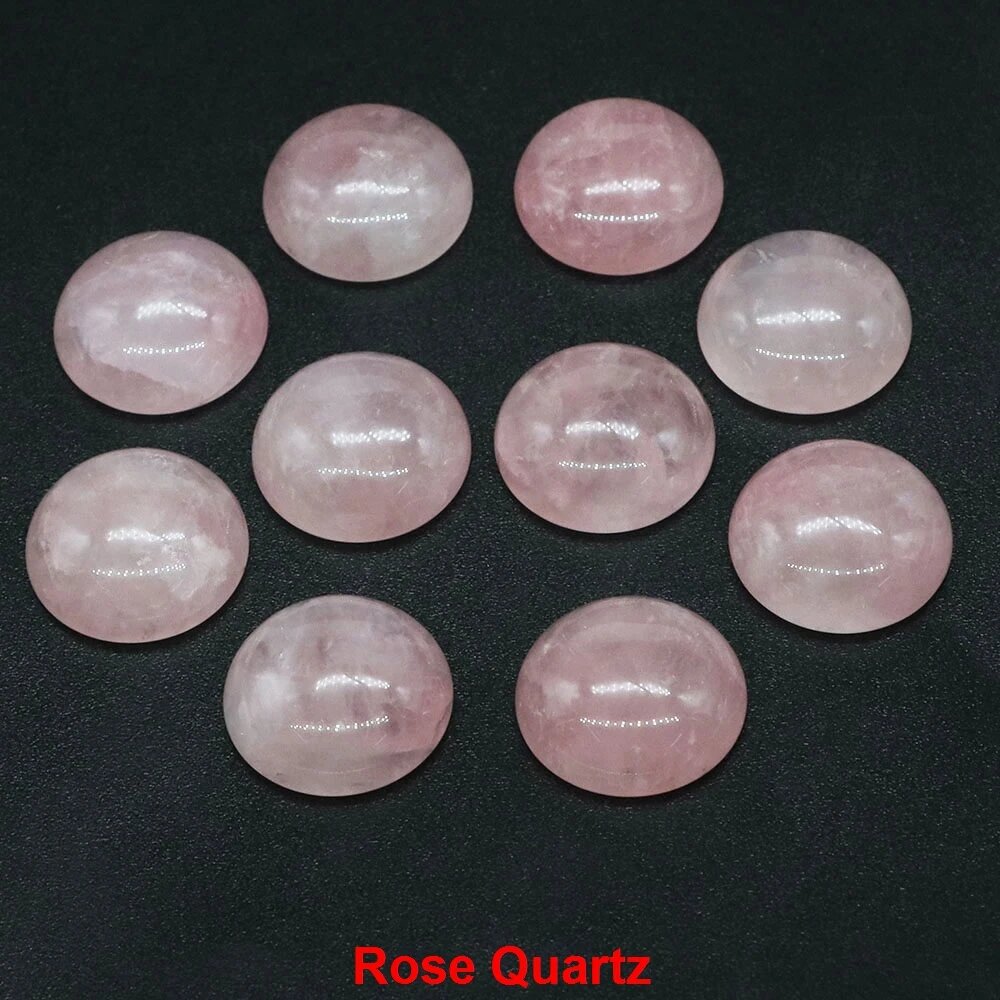 Натуральные хрустальные камни кабошон 6-20 мм, 5 шт. Розовый, 6mm, Rose Quartz
