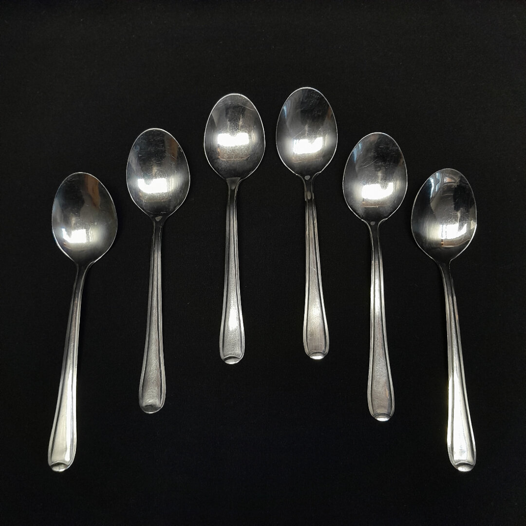 Набор из 6 столовых ложек, нержавейка. Винтаж, СССР.