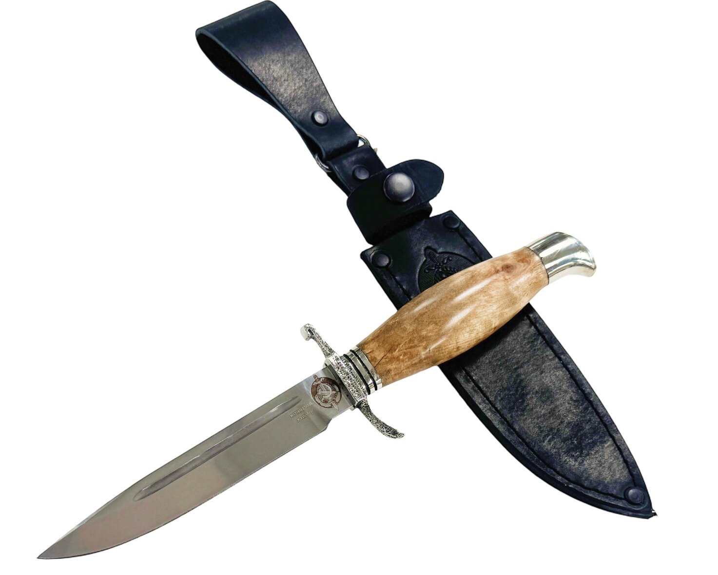 Нож Финка НКВД, Х12МФ, карельская береза, мельхиор