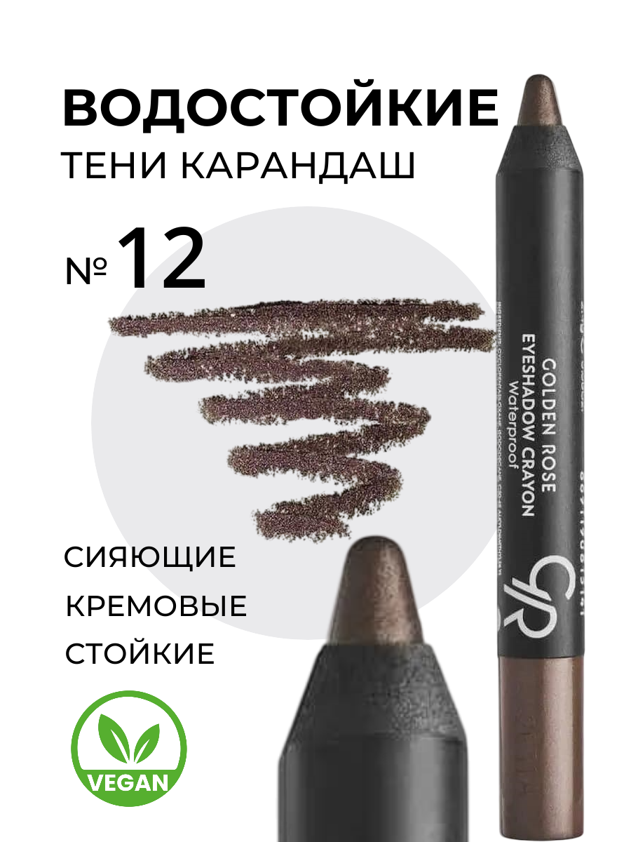 Водостойкие кремовые тени-карандаш для глаз Golden Rose Eyeshadow Crayon Waterproof сияющие перламутровые стойкие, тон 12