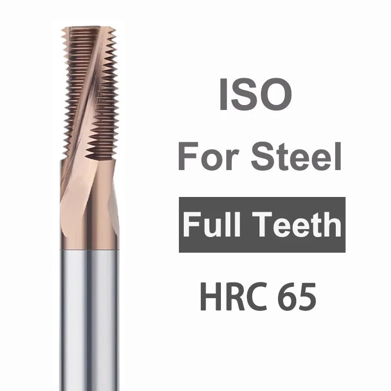 1 шт. резьбовая фреза с ЧПУ M1.4-M30 HRC60 с одним/три/полным зубом Full Teeth Steel, M8X0.75XD6