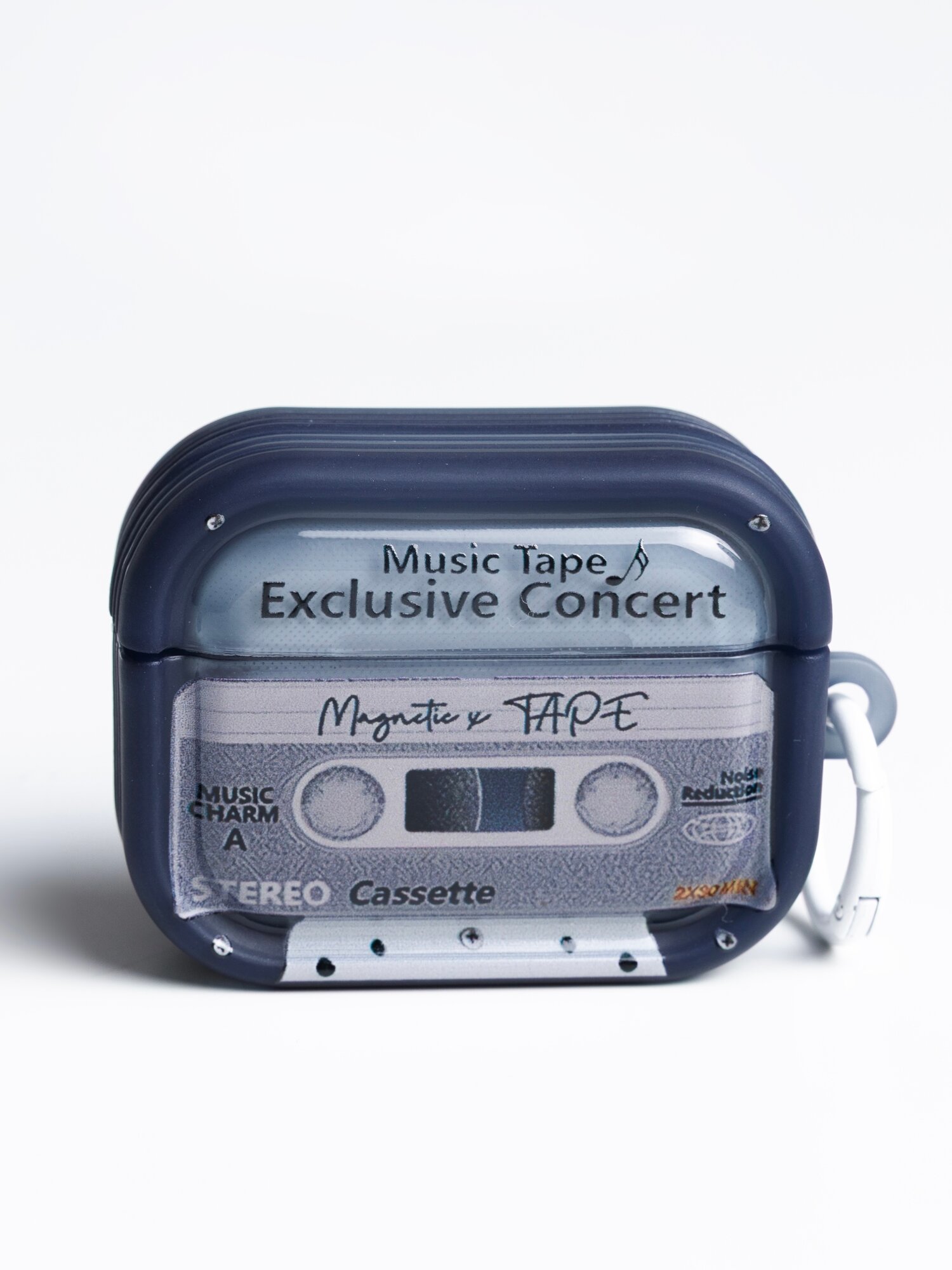 Чехол "Кассета " синий, для AirPods pro 1/2, силикон, полу-прозрачный, с принтом